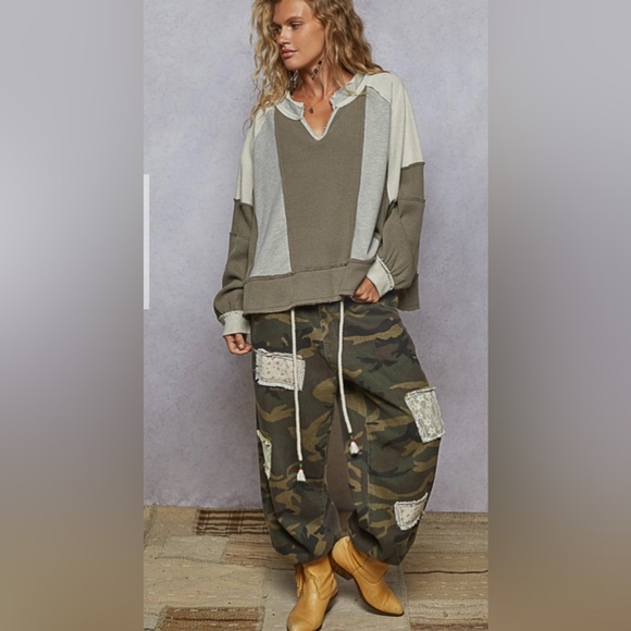 POL | Tops | New Pol Oversized Fit Knit Top French Terry Thermal Frayed ...